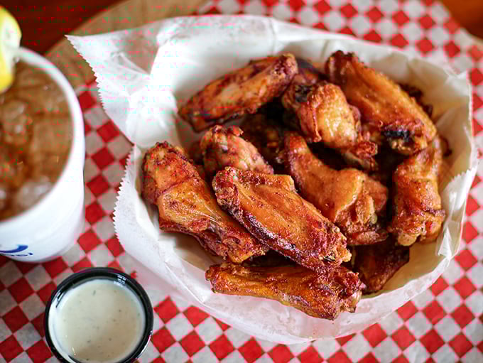 Wings that don't need a sporting event as an excuse. Crispy, saucy, and served with that cooling ranch—a trifecta of flavor perfection.