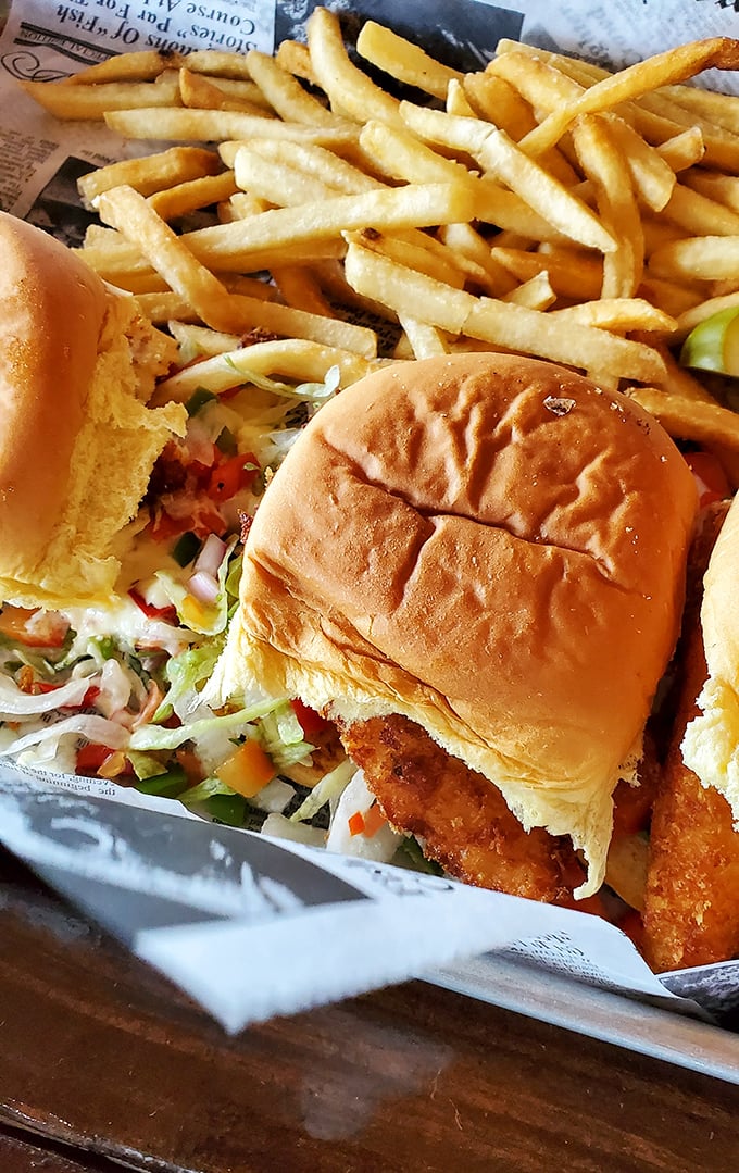 Even the chicken sandwich gets the Keys treatment here – crispy, fresh, and substantial enough to fuel your island adventures.