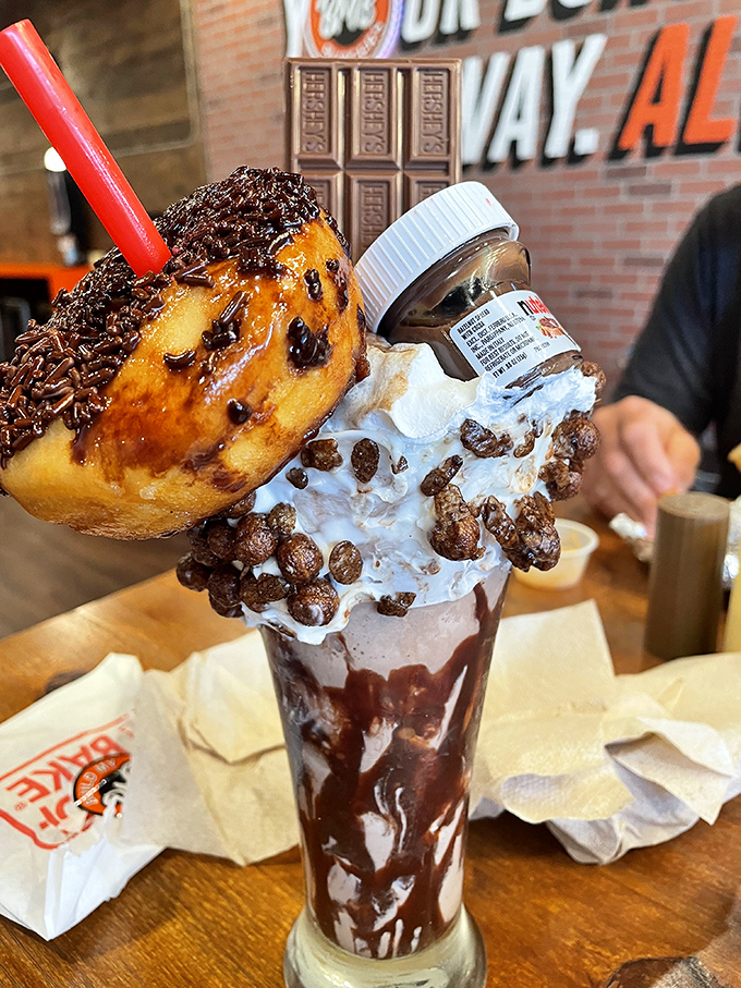 Not so much a milkshake as an architectural achievement. This chocolate creation has more layers than your favorite HBO drama.