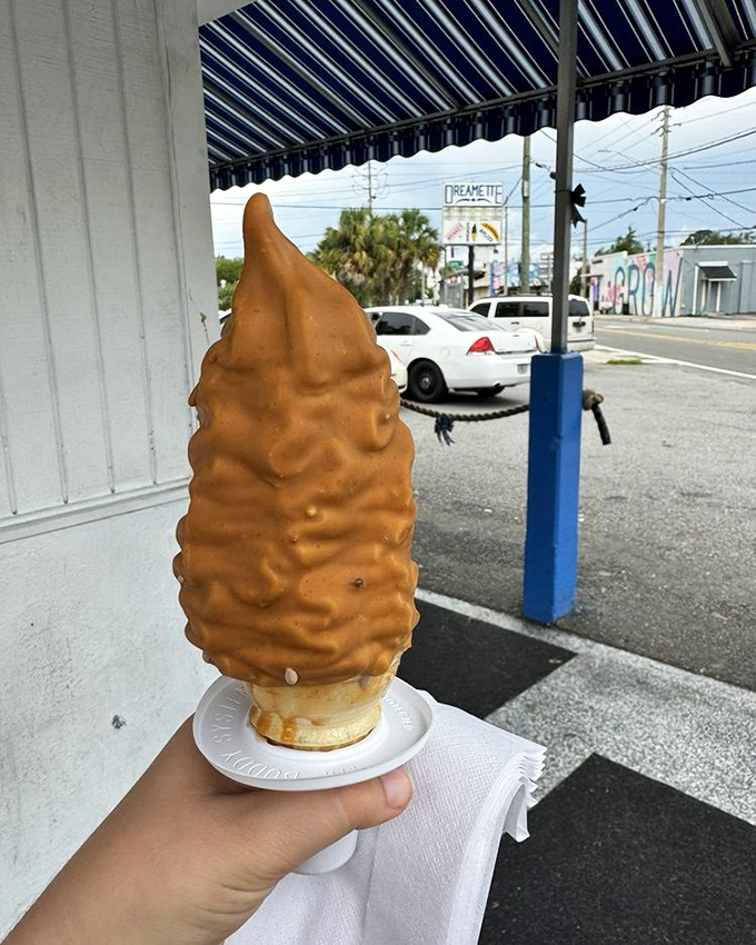 Two perfect spirals of ice cream bliss. One vanilla, one chocolate—like yin and yang, if ancient Chinese philosophy was deliciously edible.