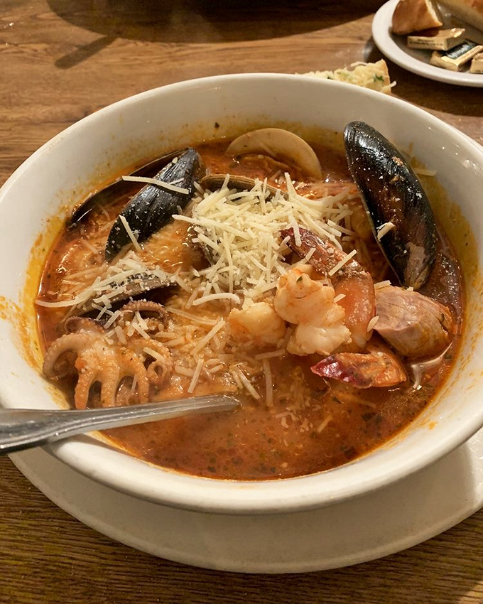 Cioppino so loaded with seafood you need a treasure map to navigate it. The broth alone is worth the drive.