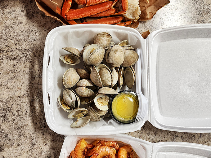 These steamed clams look like they were plucked from the ocean this morning—because they probably were. Seafood doesn't get fresher unless you're wearing waders.