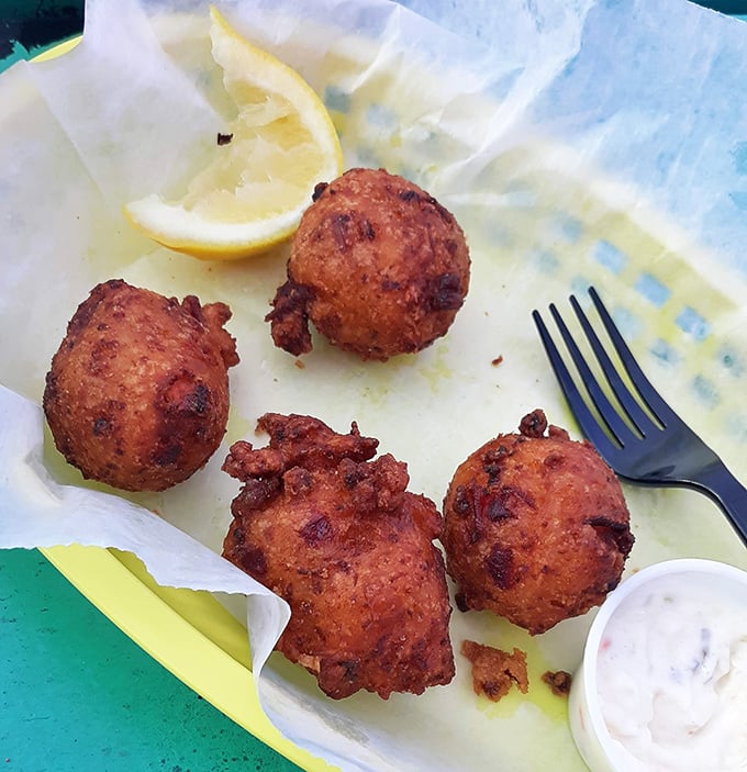 Conch fritters that could make a Bahamian weep with joy. Crispy outside, tender inside—like the best of us.