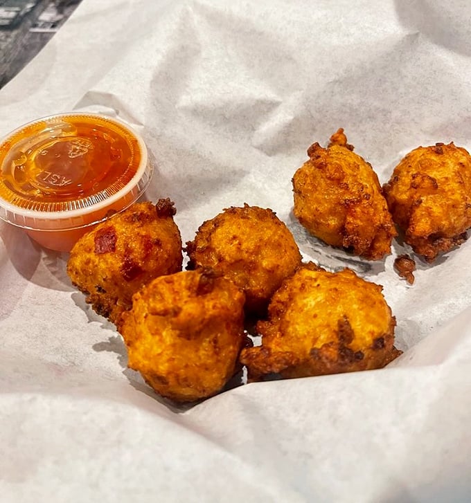 Golden orbs of happiness! These conch fritters are what hush puppies dream of becoming when they grow up.