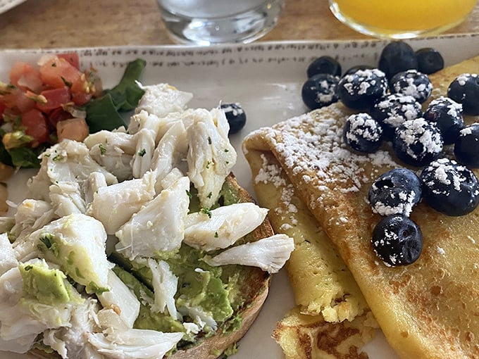 The avocado toast and French toast combo plate—when you can't decide between savory and sweet, why should you have to?
