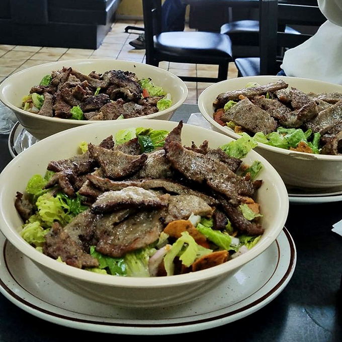 Meat and greens in perfect proportion—a salad substantial enough to satisfy carnivores while maintaining its leafy integrity.