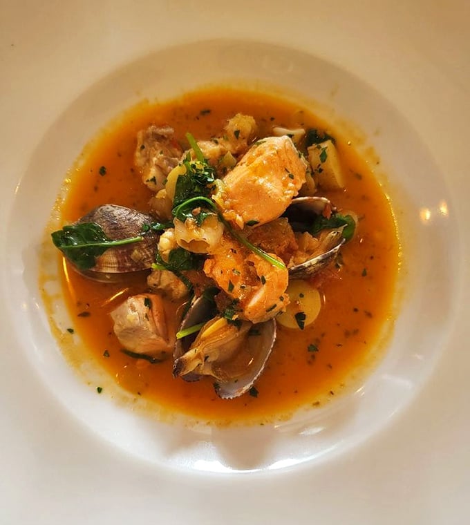 The legendary Mediterranean Fish Stew in all its glory—where salmon, clams, and calamari throw the seafood party of the year in tomato-fennel broth.