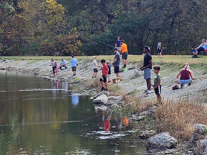 Fishing isn't just about catching dinner—it's about catching memories. These families are reeling in both along the peaceful shoreline.