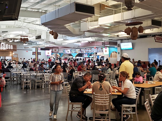 The bustling food court—where the real flea market pros refuel. Notice how nobody's rushing through their meal? That's the sign of authentic cuisine worth savoring.