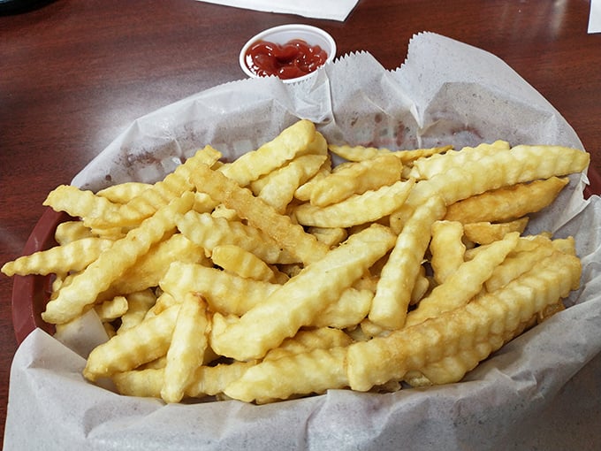 Crinkle-cut fries: the corduroy pants of the food world—ridged for your pleasure and perfect for sauce-catching capabilities.