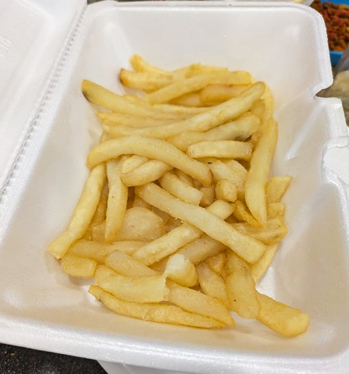 Golden, crispy, and arranged with casual perfection—these fries aren't just a side dish, they're a supporting actor deserving their own Oscar.