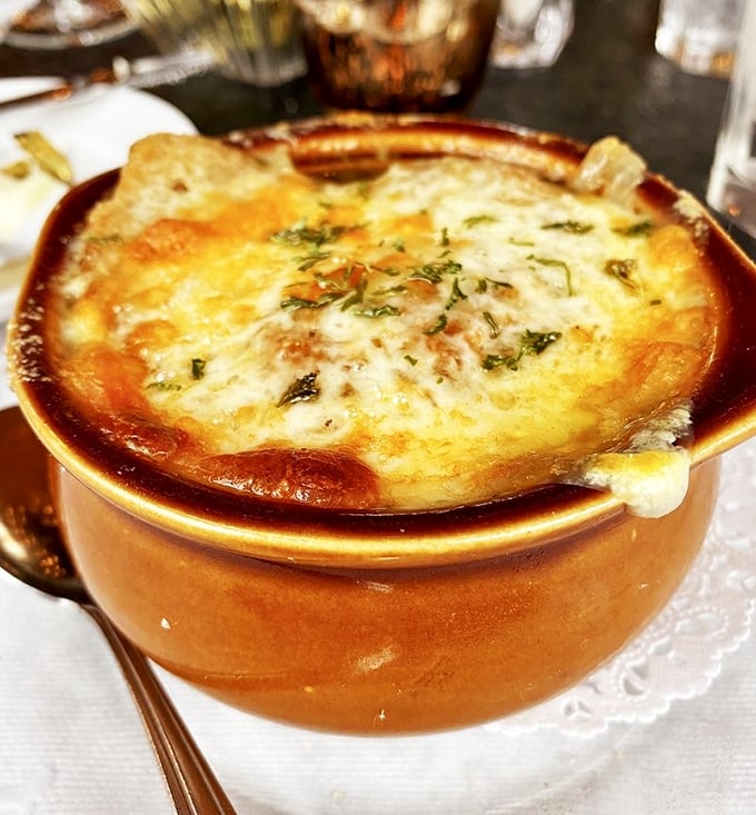 French onion soup that's more cheese than bowl. When the stretchy pull reaches your spoon, you've officially been initiated into the Waller's experience.