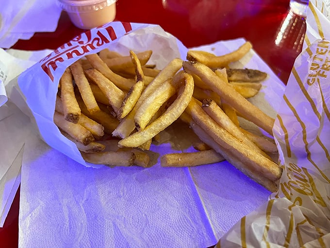 Hand-cut fries that actually taste like potatoes – what a concept! Crisp exterior, fluffy interior, and seasoned just right for maximum dipping potential.
