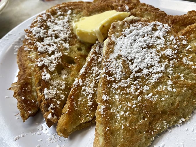 French toast that's dressed for success with a dusting of powdered sugar—breakfast's answer to formalwear.