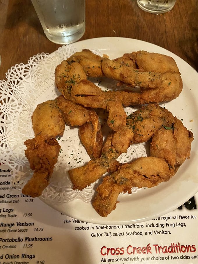 Frog legs – the gateway to Florida cuisine. Perfectly fried and herb-flecked, they're the dish that makes first-timers into regulars with just one bite.