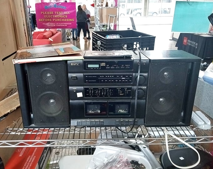 This vintage stereo system isn't just a music player—it's a time machine to when making mixtapes was an art form and patience was measured in cassette rewinds.