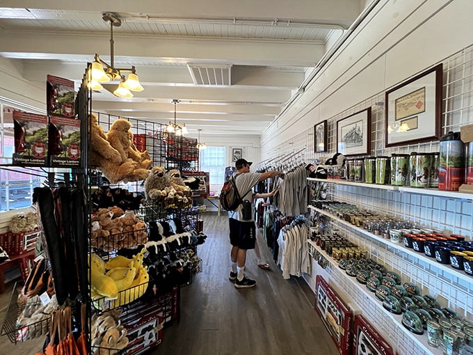 The gift shop offers more than just souvenirs—it's a treasure trove of memories waiting to be taken home, from plush skunks to local artisan crafts.