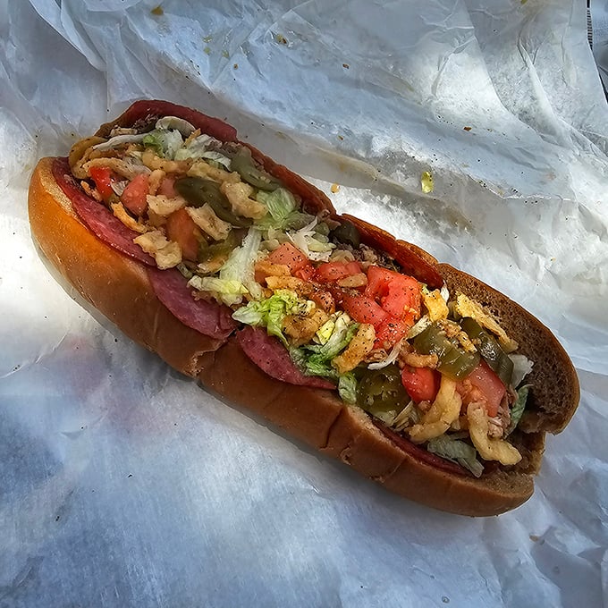 The Italian sub – a carefully engineered stack of meats, veggies, and toppings that puts ordinary sandwiches to shame. Architecture you can eat.