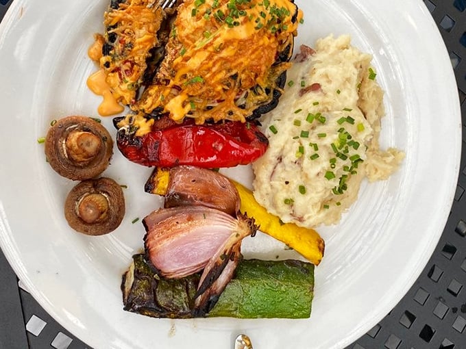 A plate that tells a story of culinary creativity—where vegetables, proteins, and starches come together like a delicious family reunion.