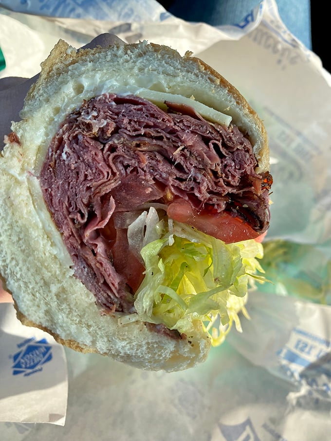 This pastrami creation is the sandwich equivalent of a bear hug from your favorite uncle—warm, satisfying, and exactly what you need.