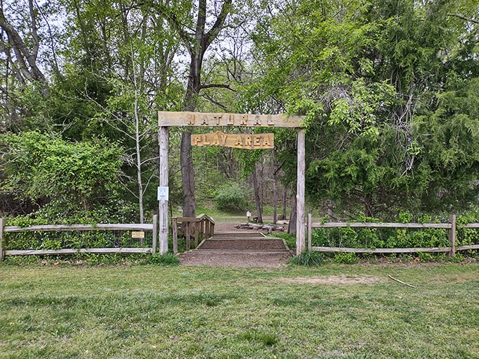The play area entrance promises adventures that no video game can match. Kids enter as visitors and leave as explorers.