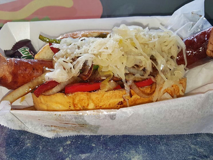 This Polish sausage with its caramelized toppings isn't just a meal—it's an international incident of flavor your passport will thank you for.