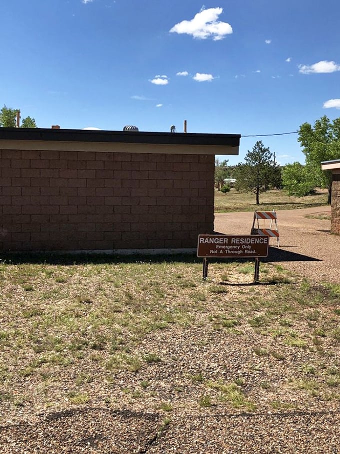 Even park rangers need a place to hang their hats. The sign politely says "Emergency Only," but really means "Please don't knock."