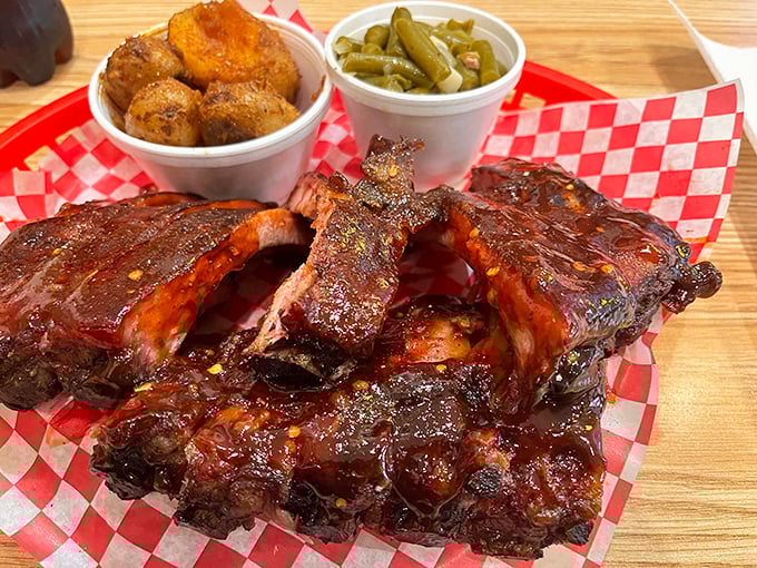 Ribs that make you forget your table manners. That glistening, smoke-kissed bark is nature's way of saying "today is going to be a good day."