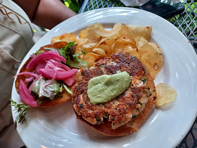 The salmon burger proves fish can party at breakfast too—fresh, flavorful, and surprisingly perfect for morning appetites.