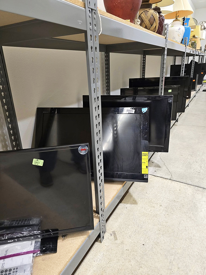 Television screens stand at attention like electronic soldiers, ready for adoption into homes where Netflix needs a proper display.