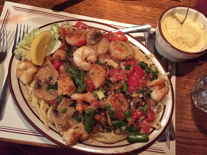 Seafood Scampi that makes you question why you'd ever eat anything else—pasta swimming in garlicky goodness alongside plump shrimp.