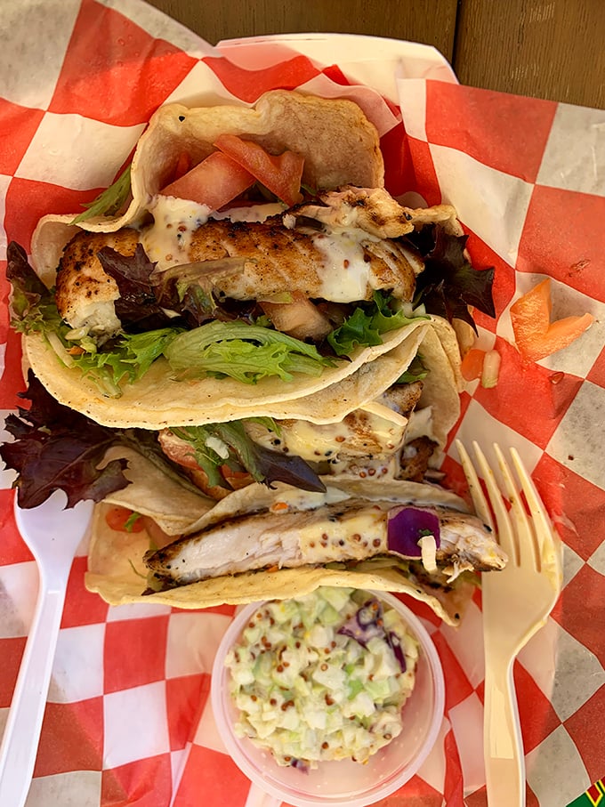 Fish tacos that make you question every other taco decision you've ever made. The coleslaw adds that perfect crunch factor.