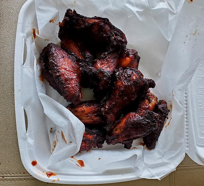 These wings have achieved barbecue nirvana – deeply smoked, perfectly lacquered, and absolutely worth the drive from anywhere in Pennsylvania.