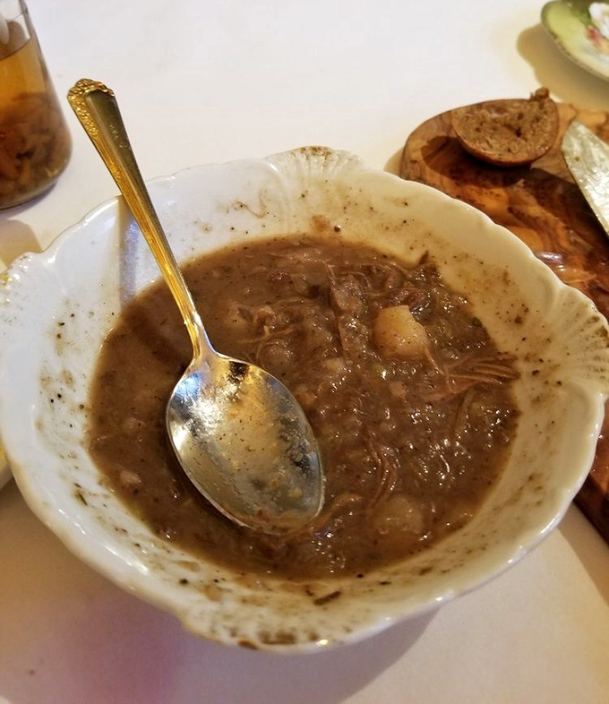 A bowl of traditional snapper soup that whispers secrets of Pennsylvania Dutch kitchens – hearty, complex, and utterly comforting.