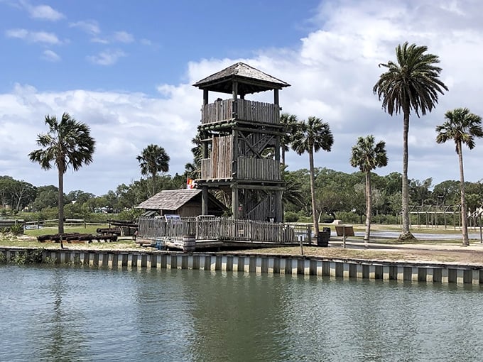 This wooden lookout tower at the Fountain of Youth Park offers panoramic views and the perfect spot to scan for approaching British ships – or hungry seagulls.