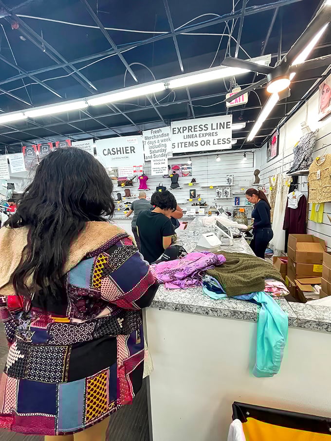 The checkout experience—where treasure hunters learn if their Tetris-like cart-packing skills have truly paid off.