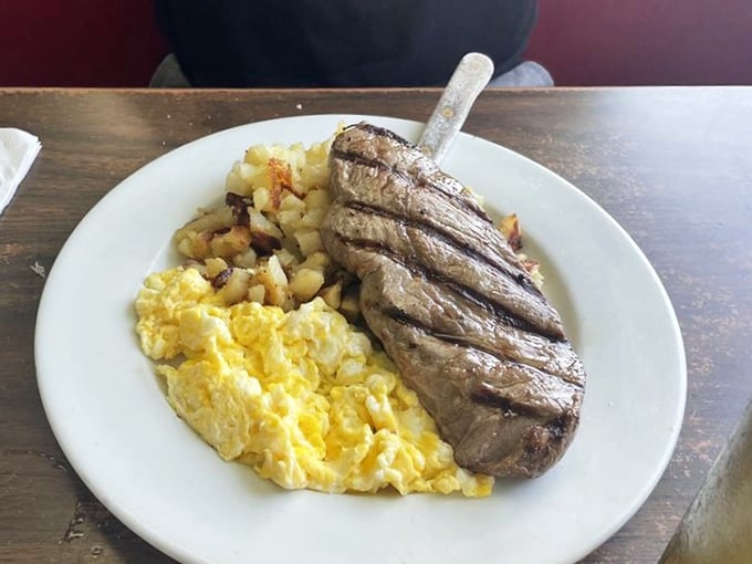 When a steak has grill marks this perfect, you know you're not in some fancy steakhouse—you're somewhere better. Simple, honest cooking at its finest.