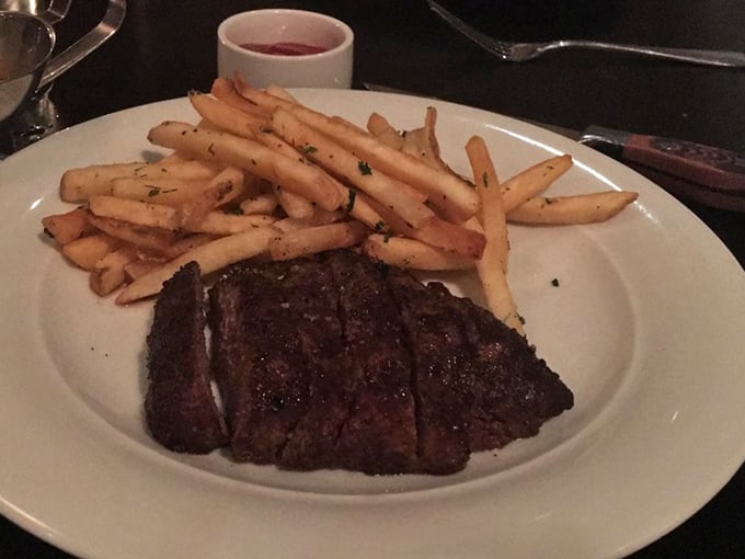 The steak frites duo that proves some relationships are meant to last forever – crispy, herb-flecked potatoes alongside a perfectly charred steak.