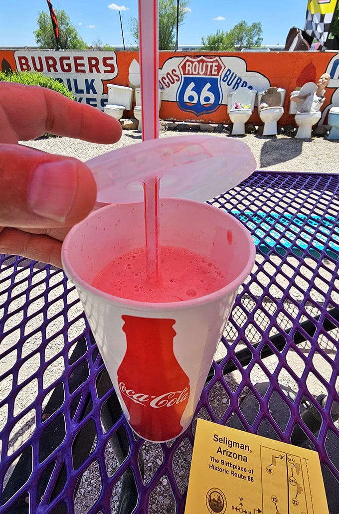 That strawberry shake isn't just a beverage—it's a liquid postcard from a time when "brain freeze" was America's biggest worry.