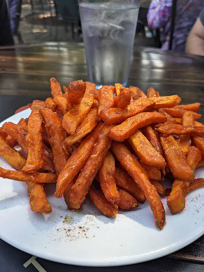 Sweet potato fries with a Greek twist—like sunset on the Aegean Sea transformed into crispy, orange deliciousness. Worth every calorie and then some.