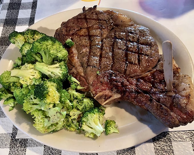 This T-bone doesn't need fancy sauces or elaborate presentations—just a perfect sear, proper seasoning, and a side of broccoli for those pretending to be healthy.
