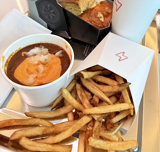 These fries could power a small city with flavor – especially when paired with that hearty chili topped with melted cheese.