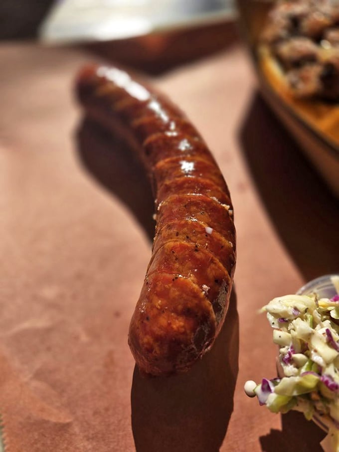 This Texas Hot Link isn't just a sausage—it's a spicy declaration of independence from boring food. The snap of that casing is music to a carnivore's ears.