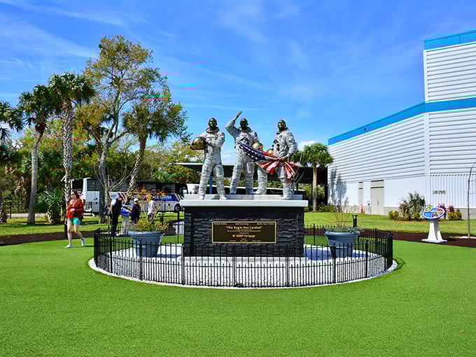 "The Eagle Has Landed" statue captures that breathtaking moment when humanity first stepped onto another world.