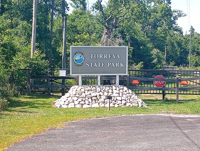 The entrance sign promises adventure, but keeps it classy – like finding out your Airbnb has both Wi-Fi and a hot tub.