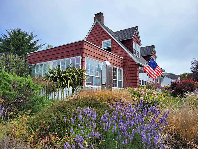 This cedar-shingled beauty with its lavender garden proves that coastal living isn't just a dream – it's an architectural statement with flowers.