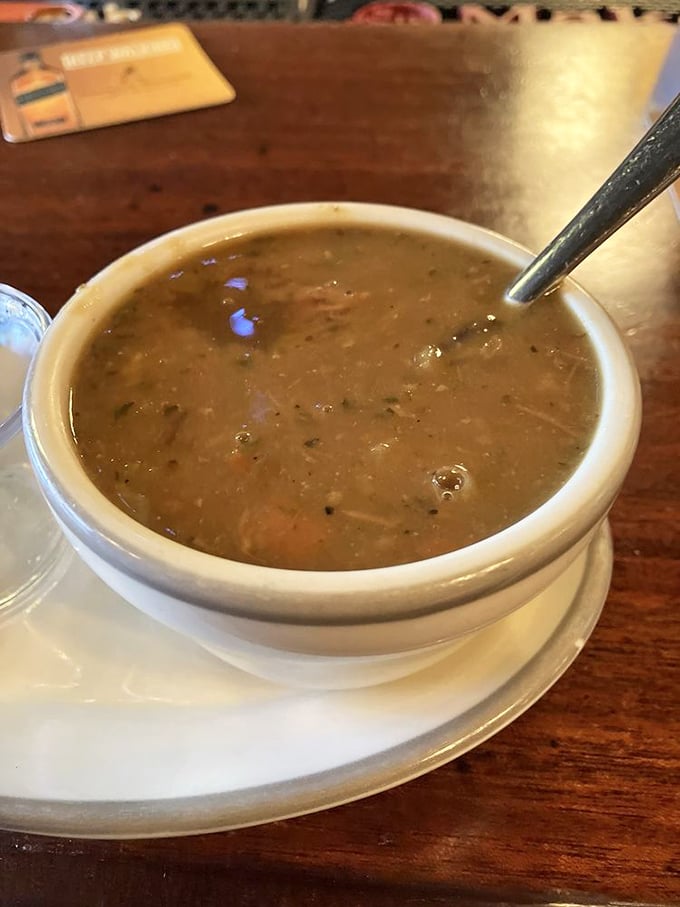 A bowl of turtle soup that's survived changing food trends for over a century. Rich, complex, and mysterious—like that one relative at every family reunion. 