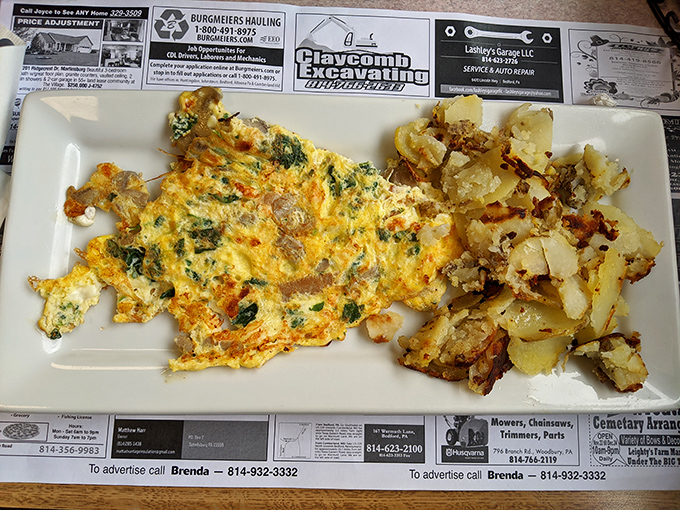 This veggie-packed omelet with home fries proves breakfast is the most important art form of the day.
