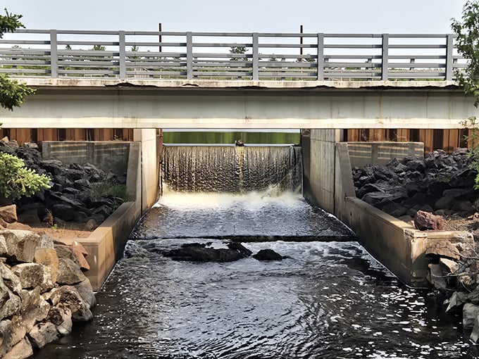 Engineering meets nature at this dam—a reminder that sometimes the most interesting relationships are between opposites. Water always finds its way.