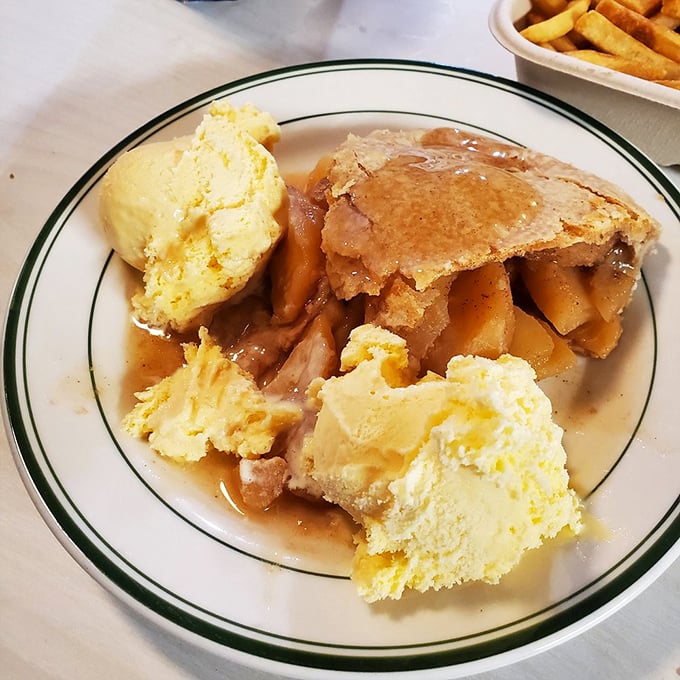 Apple pie à la mode that would make your grandmother both jealous and proud. The vanilla ice cream melting into warm pie is nature's perfect symbiotic relationship.